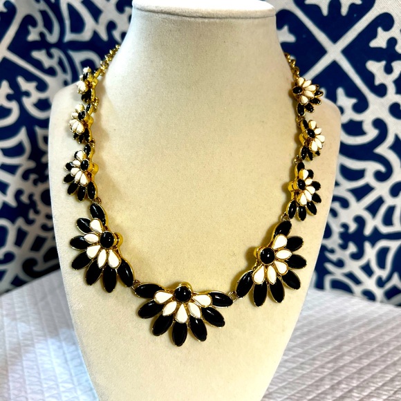 Talbots | Jewelry | Talbots Necklace Black White Layered Petals 98 ...